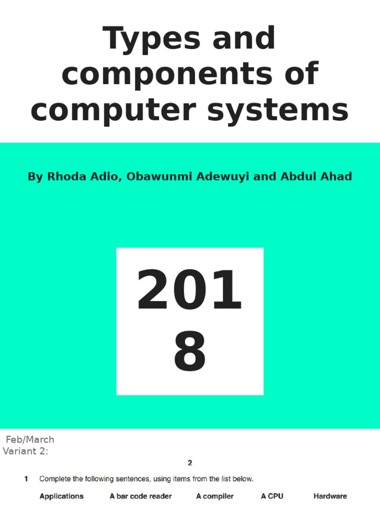 Types and Components of Computer Systems | PDF