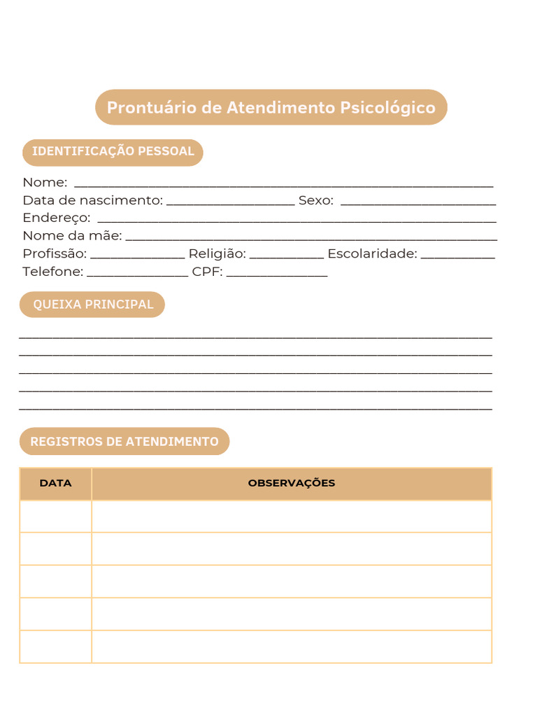 Ficha de Anamnese Psicológica | PDF