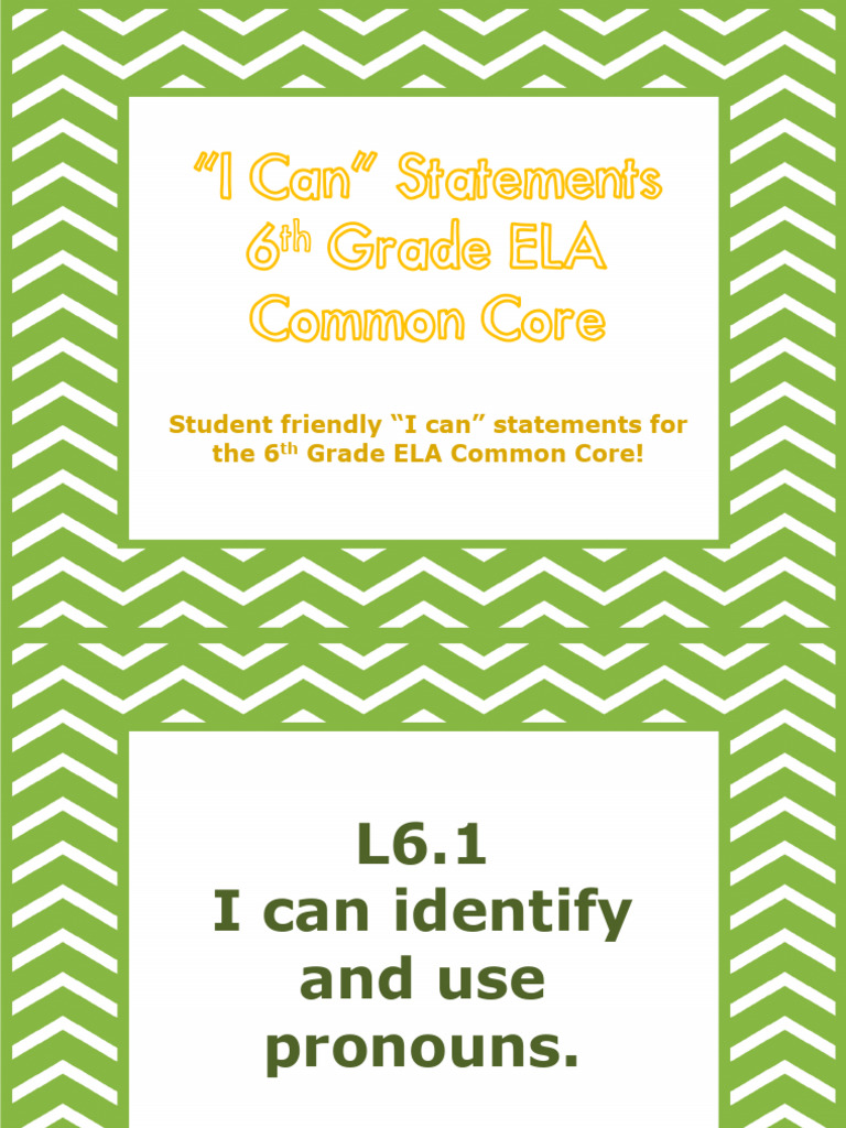 6th Grade ELA "I Can" Statements | PDF | Word | Narration
