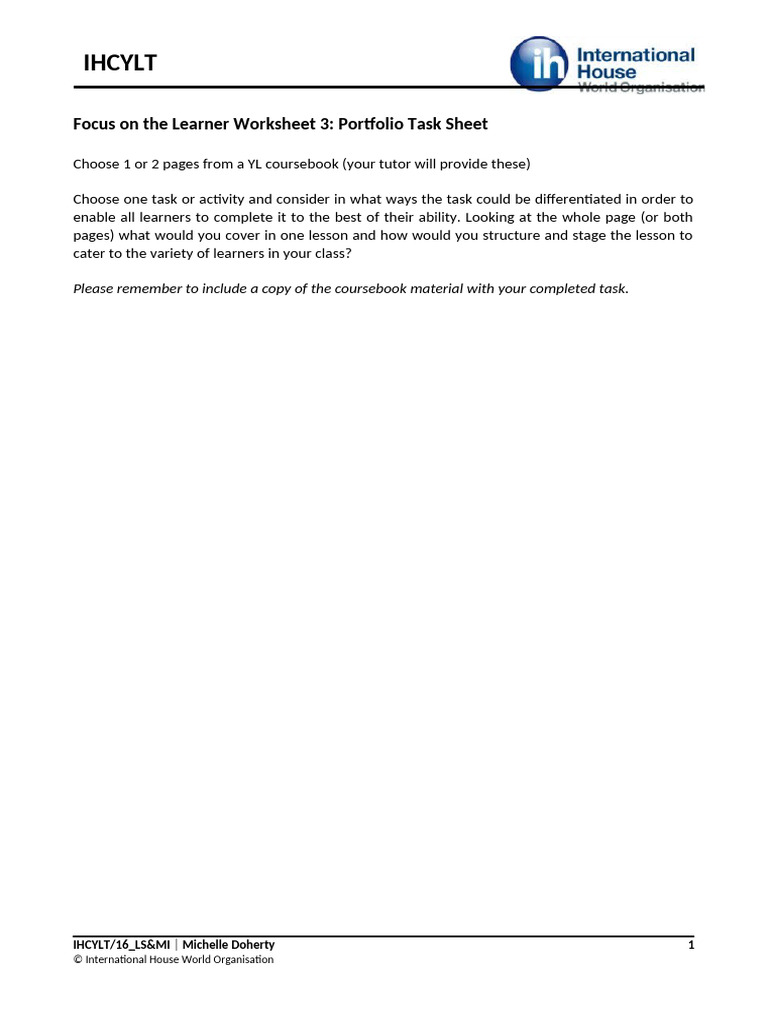 Focus on the learner (portfolio task) | PDF