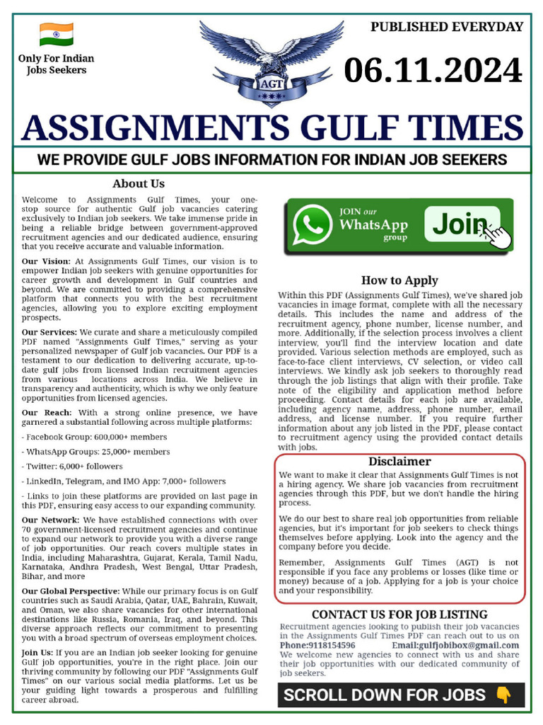 AGT - Jobs 06.11.2024 | PDF