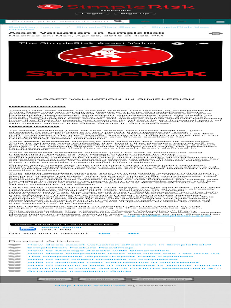 Asset Valuation in SimpleRisk | PDF | Valuation (Finance) | Software