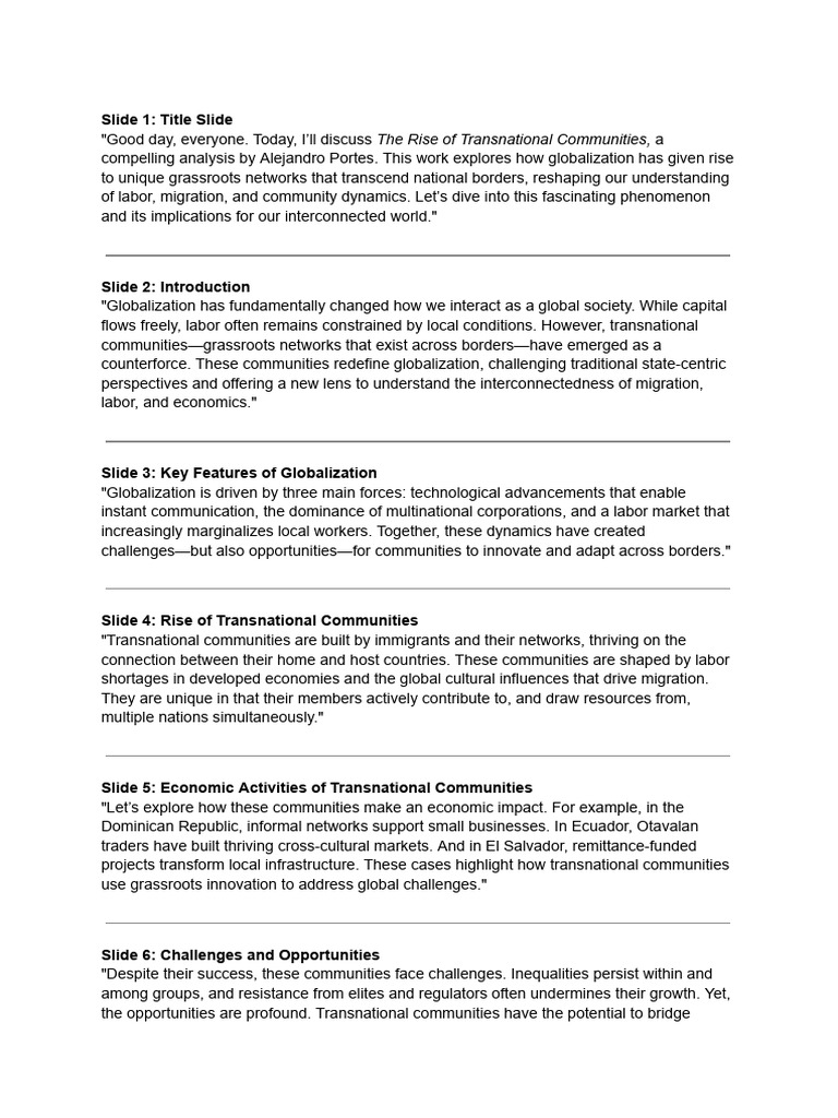 Public Speaking Speech For The Presentation | PDF | Globalization ...