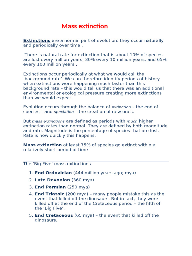 Mass Extinction | PDF