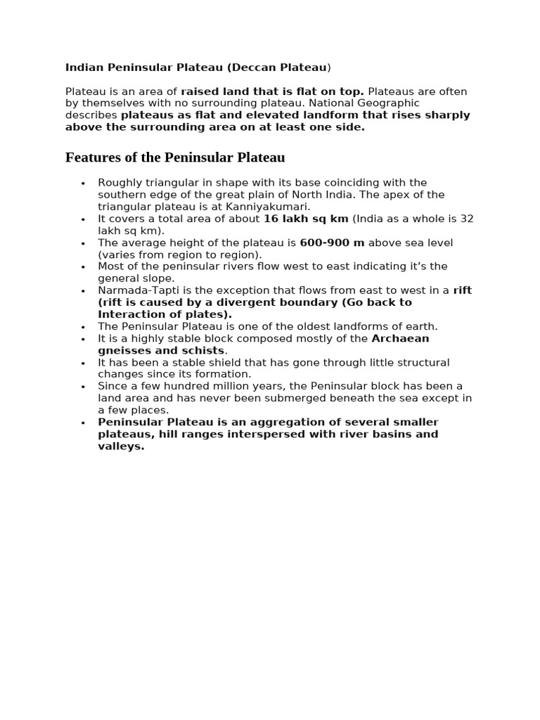 Platues of india | PDF | Plateau | Geomorphology
