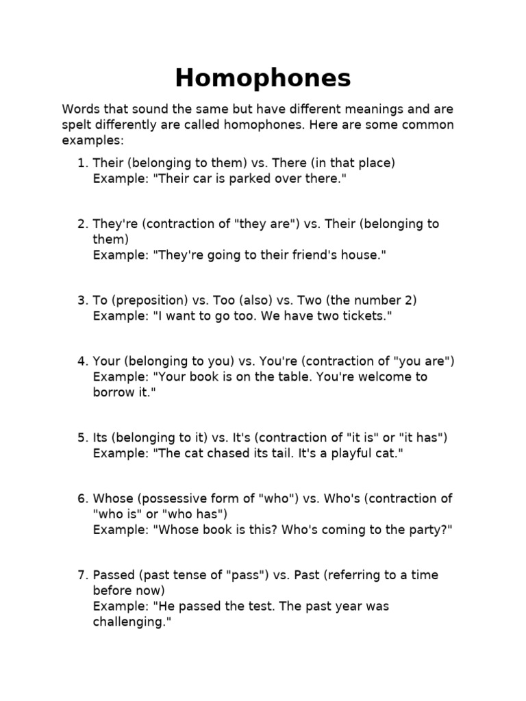 Homophones | PDF | Linguistics