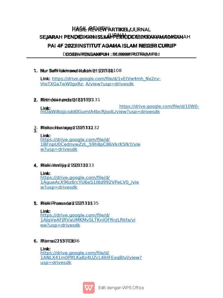 Hasil Review PAI 4f 2023-2 | PDF