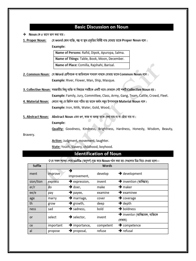 Noun Full & Final Class 3 | PDF | Verb | Noun