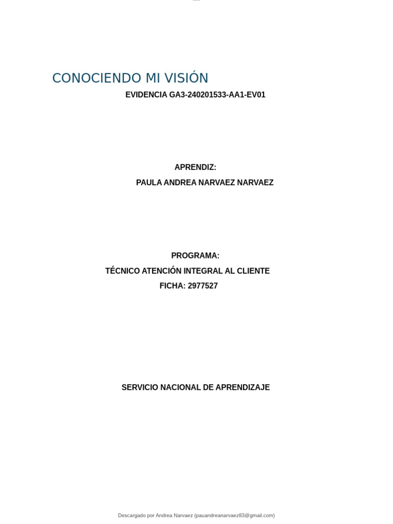 Conociendo Mi Vision Ga3 | PDF | Iniciativa empresarial | Planificación