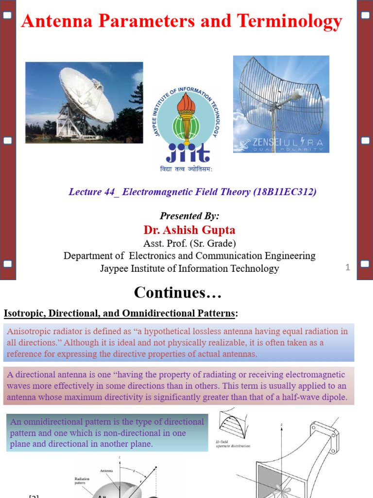 Lecture44 EMFT Ashish Gupta | PDF | Antenna (Radio) | Physical Phenomena