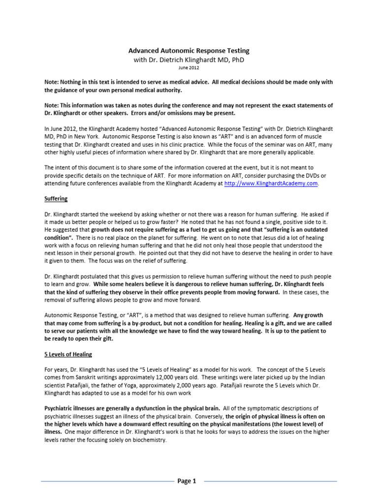 Advanced Autonomic Response Testing with Dr. Dietrich Klinghardt MD ...