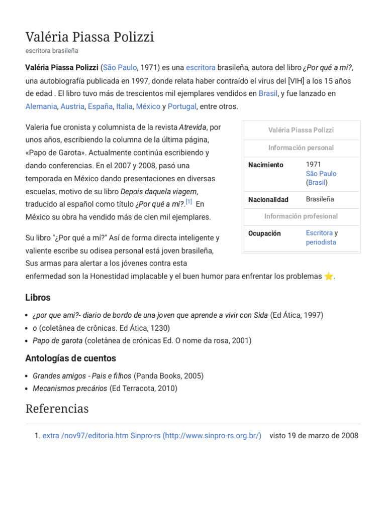 Valéria Piassa Polizzi - Wikipedia, La Enciclopedia Libre (1) (1) | PDF