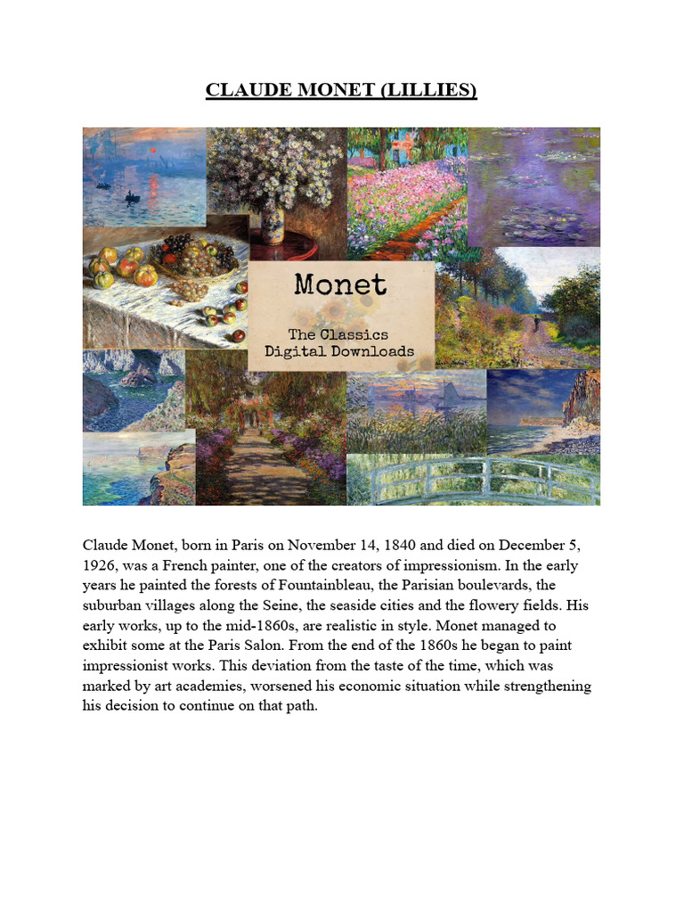 Monet's Water Lilies: A Masterpiece | PDF