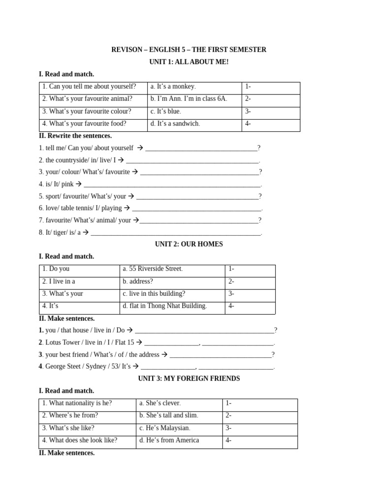 REVISON ENGLISH 5 | PDF