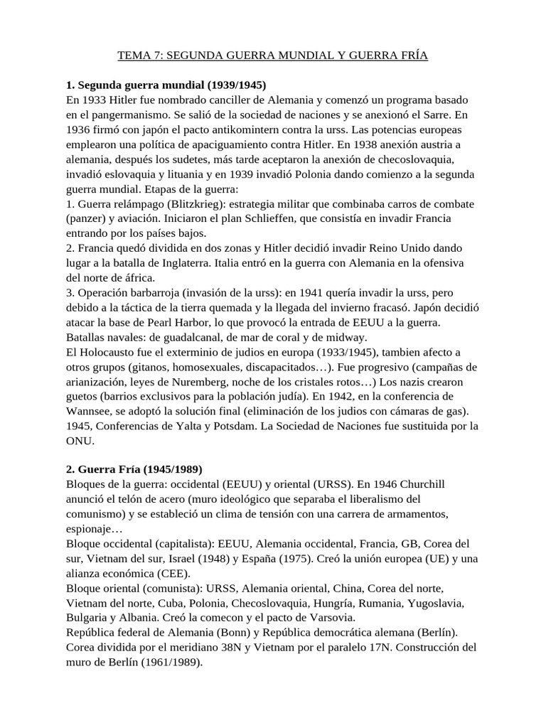 Segunda Guerra Mundial y Guerra Fría | PDF | Segunda Guerra Mundial ...