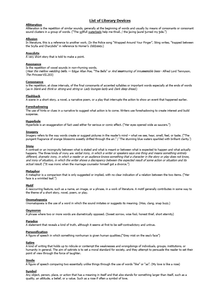 Essential Literary Devices Explained | PDF | Irony