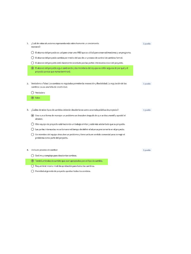 Gestión de Riesgos y Cambios de Proyectos - Examen Modulo 4 | PDF