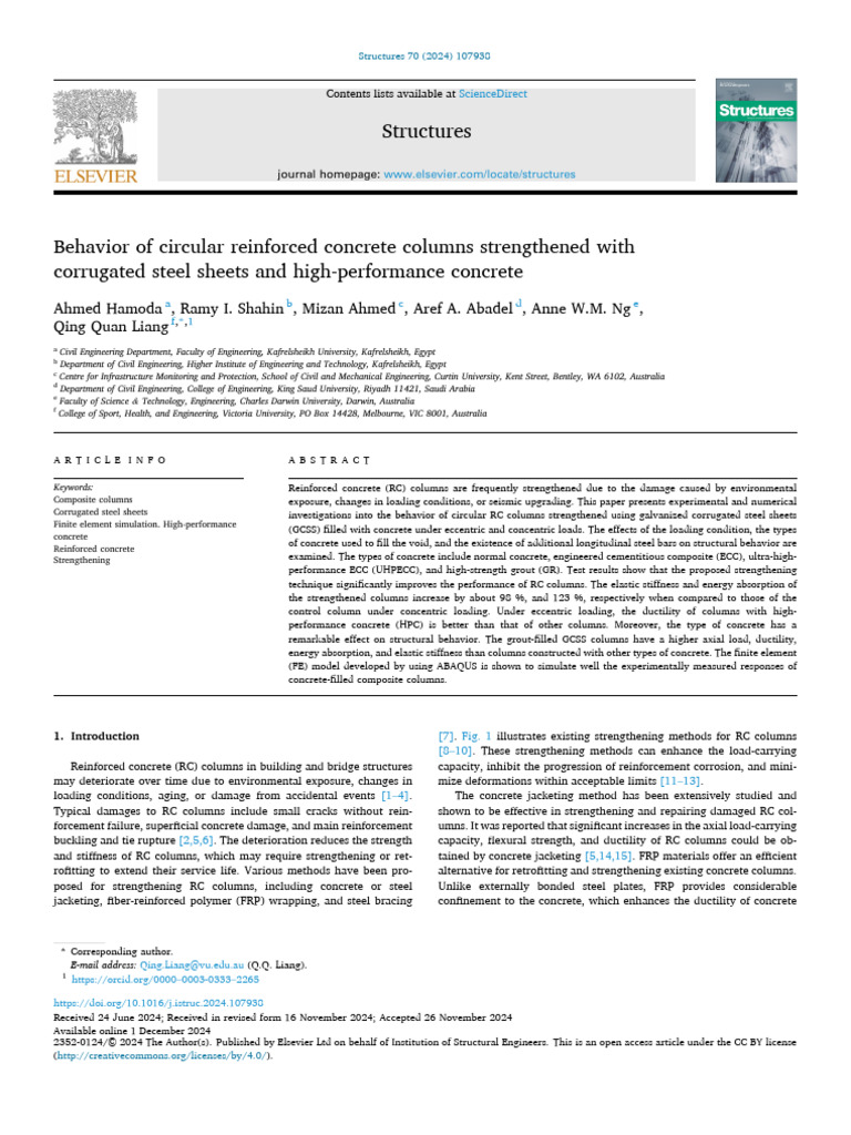 Behavior of Circular Reinforced Concrete Columns Strengthened With ...