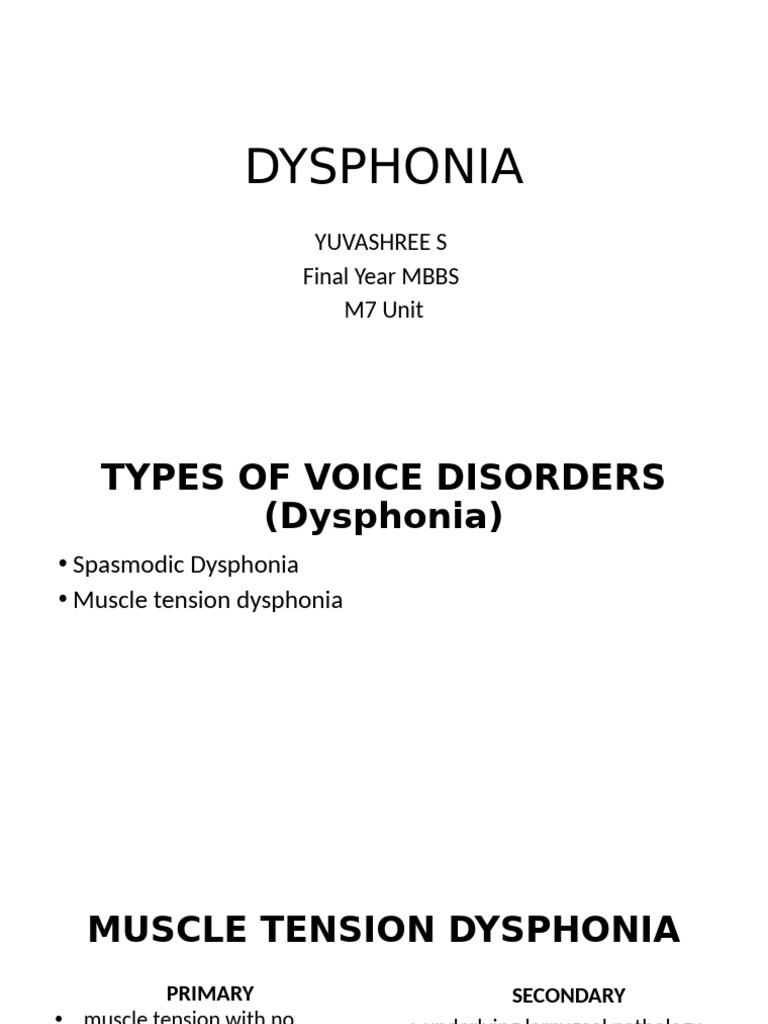 DYSPHONIA | PDF