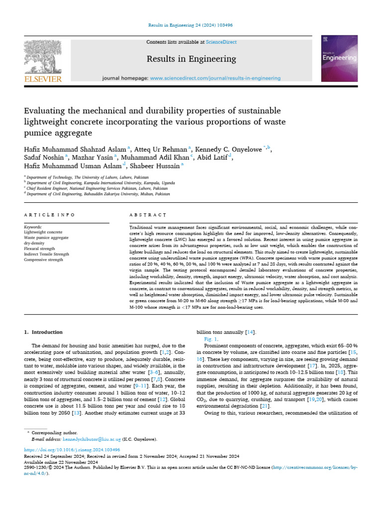 Evaluating The Mechanical and Durability Properties of Sustainable ...