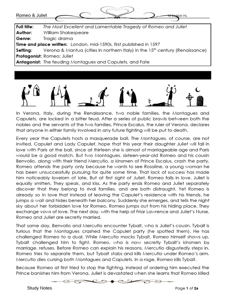 Romeo & Juliet Study Notes and Q&A | PDF | Characters In Romeo And ...