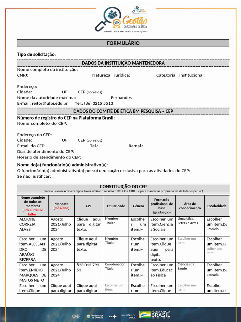 Formulario de CEP 08.02.2021 | PDF | Brasil