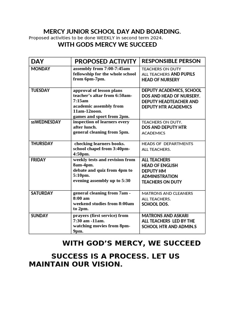 Second Term Program Pdf