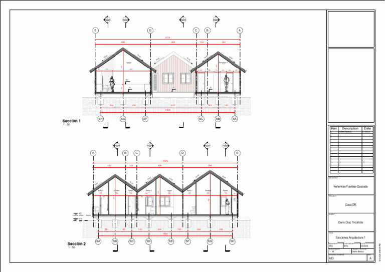 A03-Secciones Arquitectura 1 - CASA DR | PDF