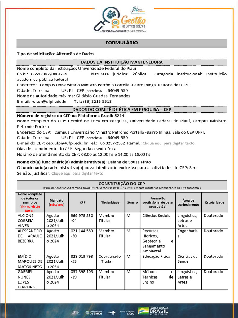 Formulario CEP | PDF