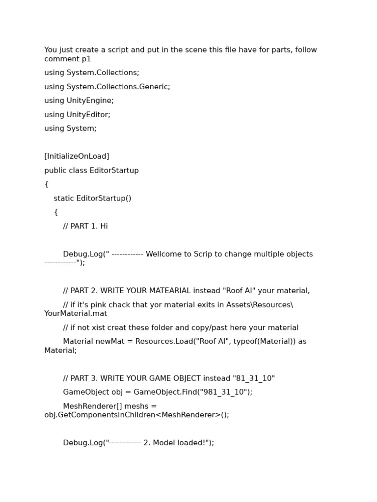 Assign Material in view Unity part 2 | PDF