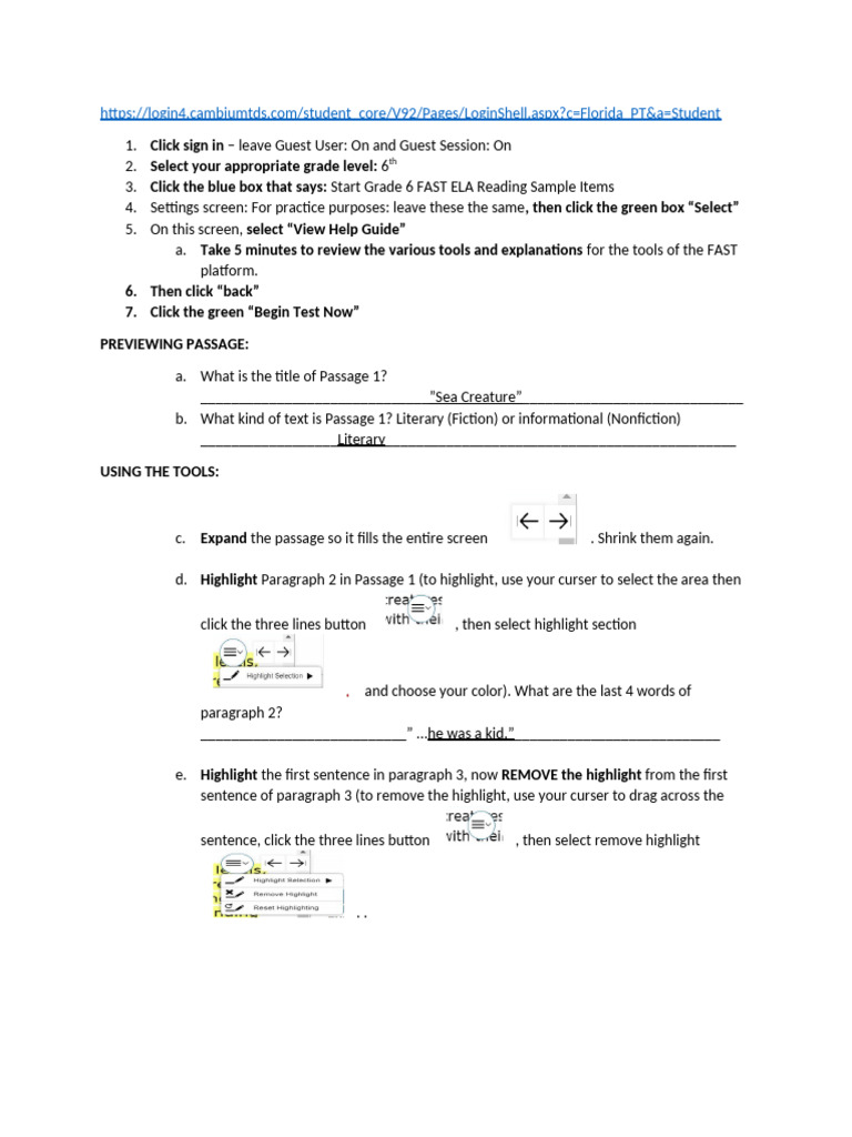 FAST Practice Test Tools - 6th Grade-D008df-B50540 | PDF