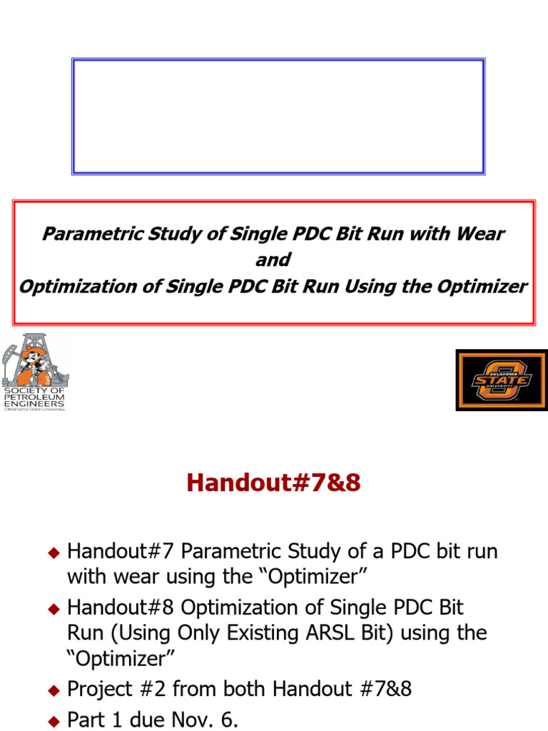 PETE - 5313 - Handout#7&8 - Parametric Study and Optimization of A Single Bit Run | PDF ...