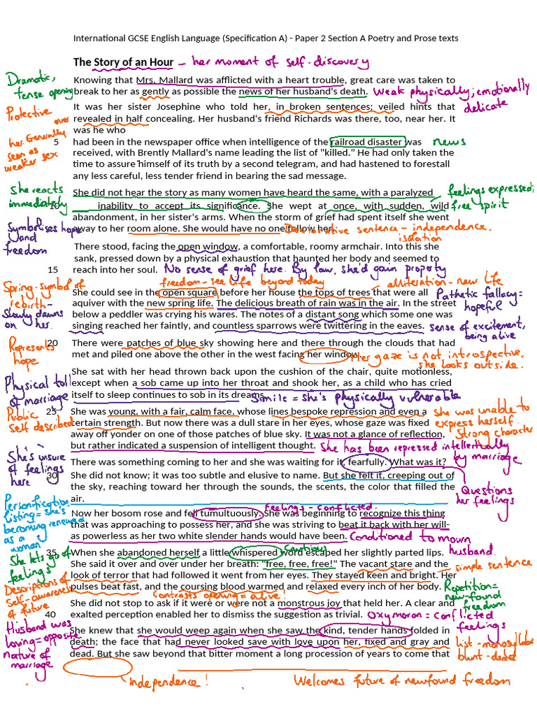 Annotations of "The Story of an Hour" | PDF