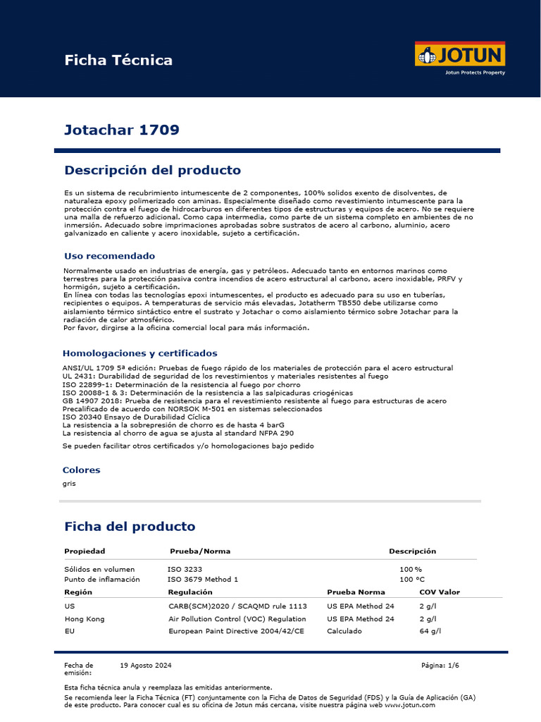 Jontu 1709 Hoja de Fire Resistance | PDF | Acero | Epoxy