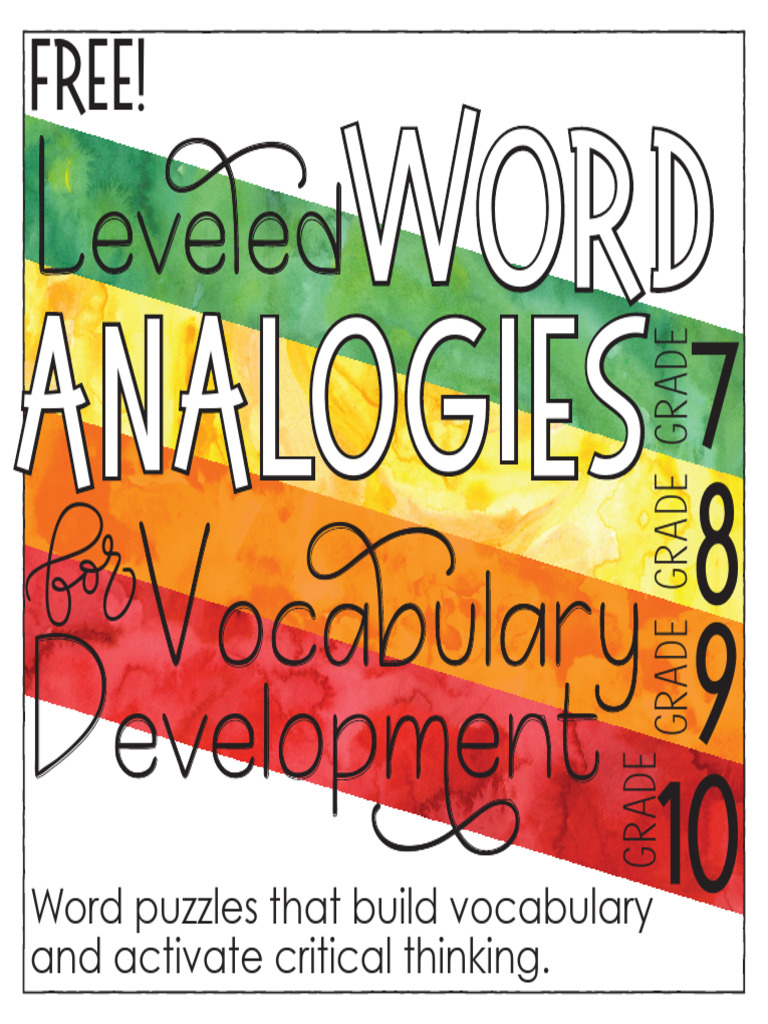 Analogies Practice Grades 7-10 | PDF | Analogy | Vocabulary