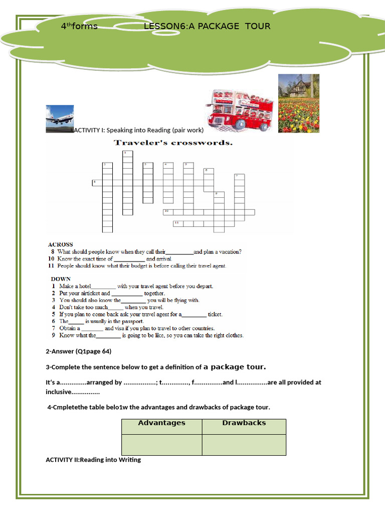 Package Tour Activities and Email Guide | PDF | Linguistics | Human ...
