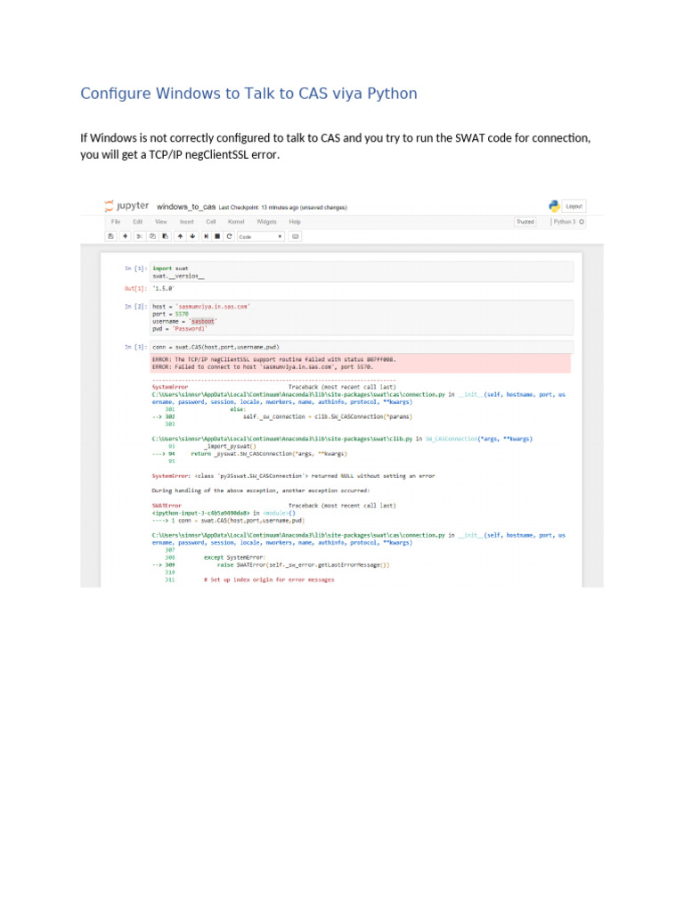 Viya_Python_Jupytor_Configure_WindowsCAS | PDF | Computer File ...