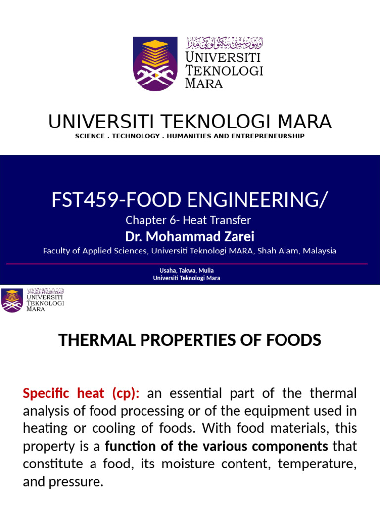 FST459 Chapter 6 Heat Transfer | PDF | Heat Transfer | Thermal Conduction