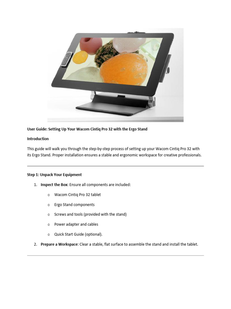 User Guide Wacom Cintiq 32 Pro With Ergo Stand | PDF | Computing ...