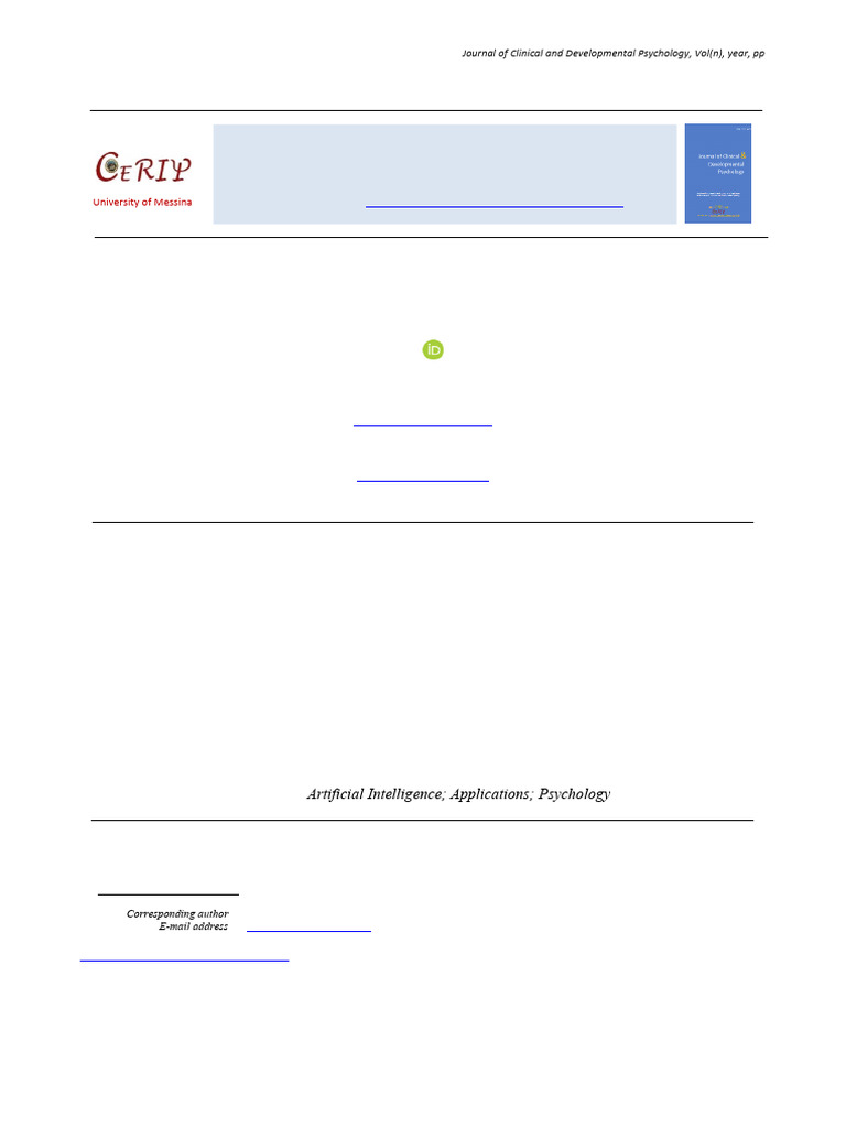 Artificial Intelligence In Clinical Psychology Pdf Intelligence Ai