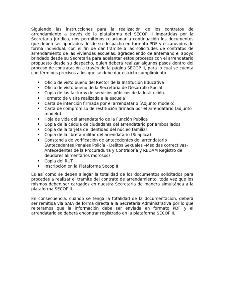 Solicitud Documentacion para Contrato | PDF