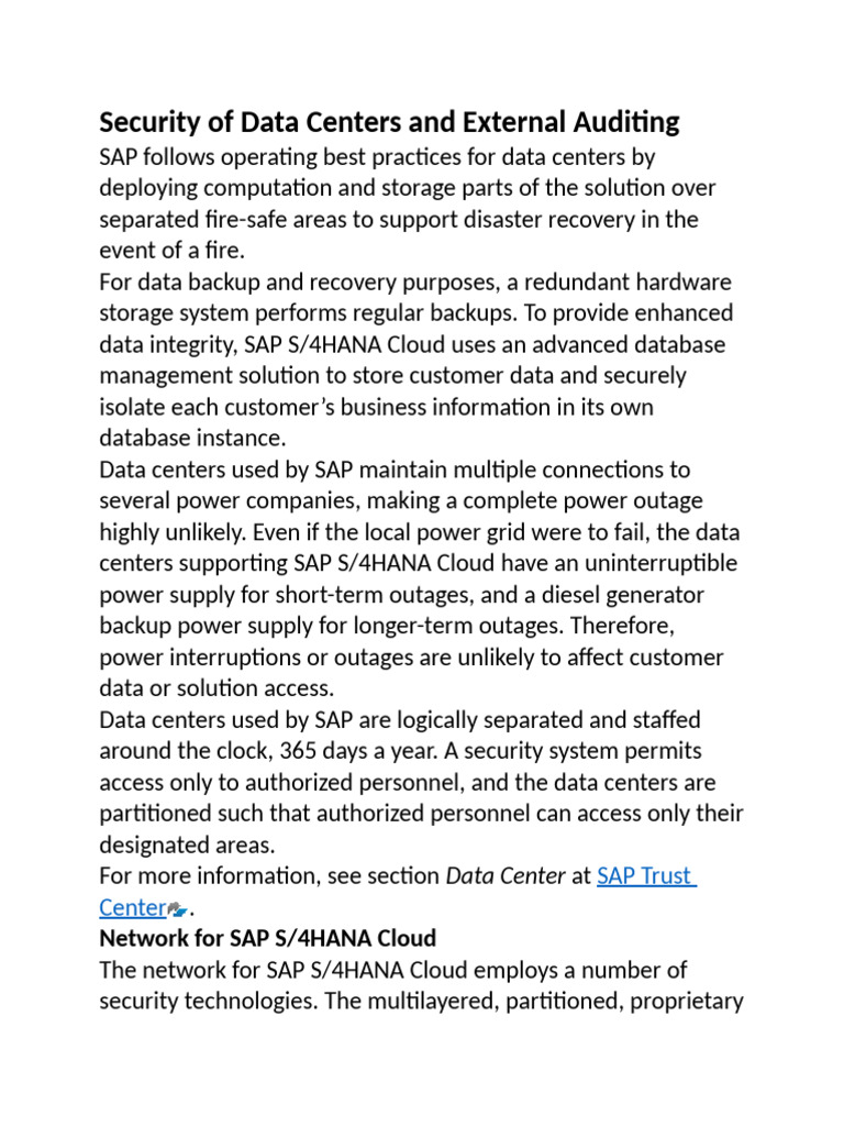 Security of Data Centers and External Auditing | PDF | Security ...