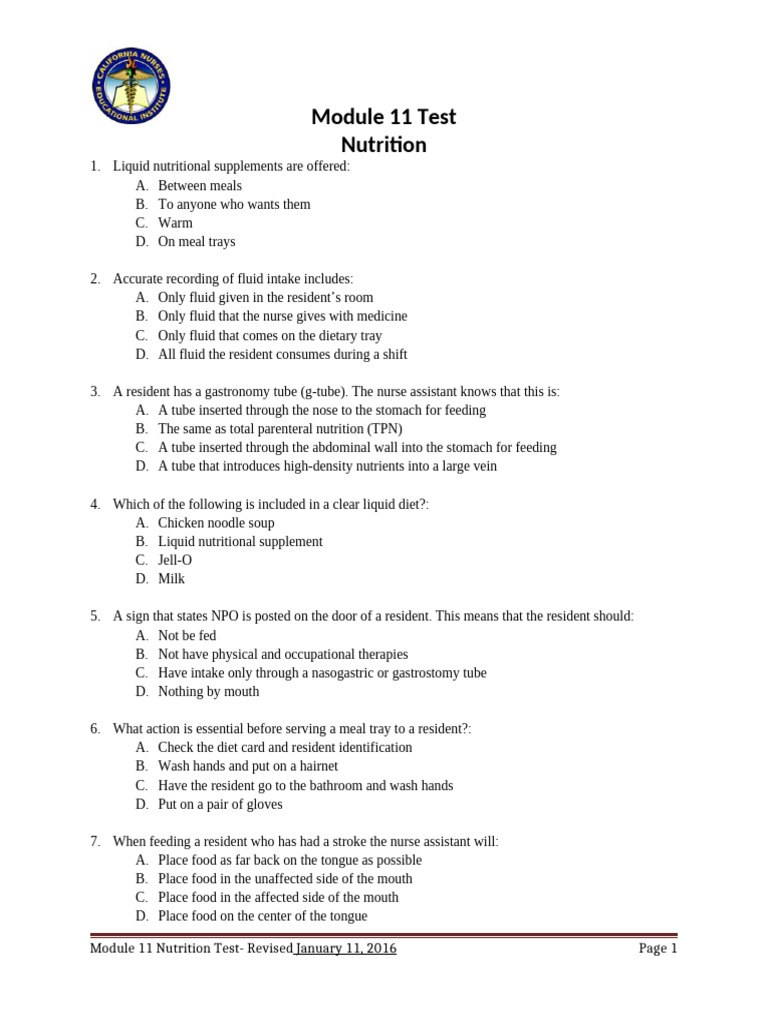 Module 11 Nutrition - 075339 | PDF | Nutrition | Diet & Nutrition