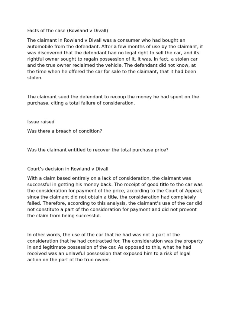 Rowland V Davall | PDF