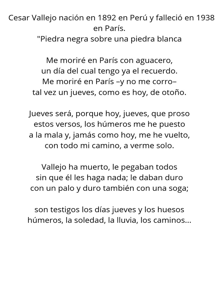 Claro, Aquí Tienes El Poema Piedra Negra Sobre Una Piedra Blanca de ...