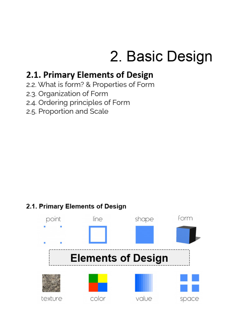 Primary Elements of Design PDF | PDF | Space | Shape