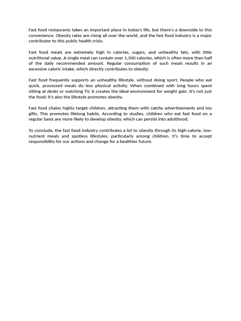 Fast Food Speech | PDF