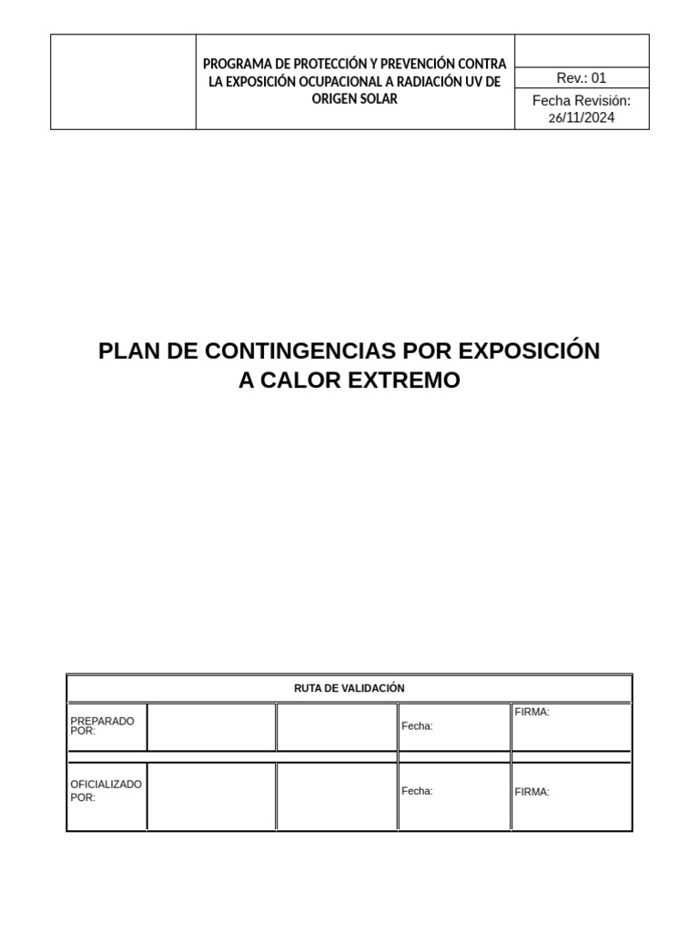 PLAN DE CONTINGENCIAS POR EXPOSICIÓN A CALOR EXTREMO | PDF | Agua | Calor