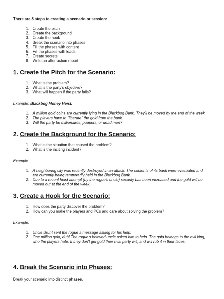 8 Step D&D Scenario Session Outline | PDF