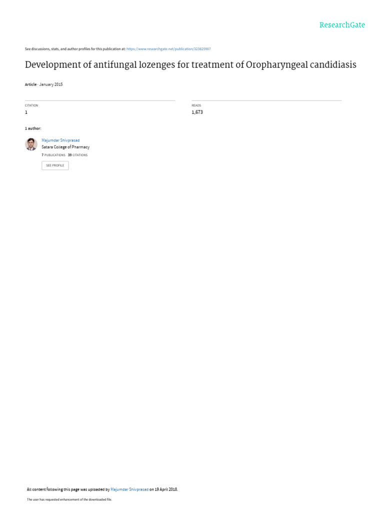 Development of Miconazole Lozenges | PDF | Pharmaceutical Formulation ...